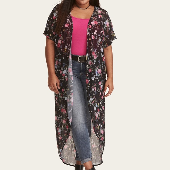 torrid | Other | Torrid Blackpink Multi Floral Mesh Maxi Kimono | Poshmark